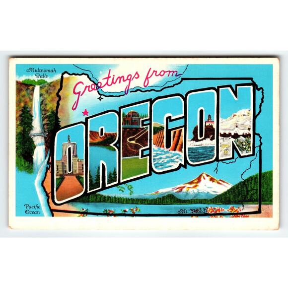 Postcard | Office | Vintage Oregon Greetings Chrome Postcard Multnomah ...